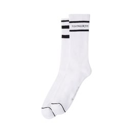 Tom Tailor Herren Socken im 2er-Set, weiß, Blockstreifen, Gr. 43-46