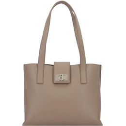 Furla Schultertasche, Twist-Lock, Leder, für Damen, grau