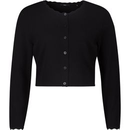 Zero Strickjacke, cropped-Schnitt, Wellensaum, für Damen, schwarz, 40