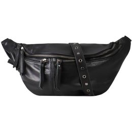 FREDsBRUDER Gürteltasche, Reißverschluss, Leder, für Damen, schwarz