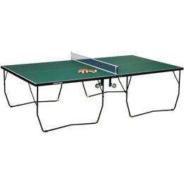 Sportnow - Tischtennistisch, in Originalgröße, klappbar, 8 Räder, inkl. Schläger und Bälle, grün, 2,74 x 1,52 x 0,76 m - Grün
