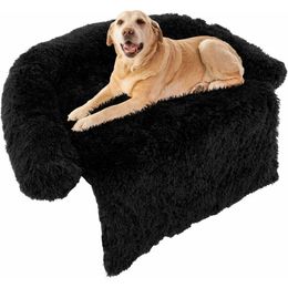 Goplus - Hundebett, Flauschige Hundematte mit Sofabezug & Abnehmbarer Waschbarer Überzug, Haustiersofabett mit Weichem Nackenpolster & Tragegriff für