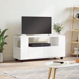 TV-Schrank, TV-Lowboard, tv Möbel, Fernsehschrank Moderner Stil Weiß 102x34,5x43 cm Holzwerkstoff NMKS60881 MAISONCHIC