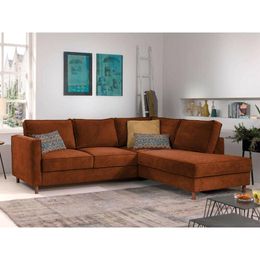 Lisa Design - Jake - ecksofa mit schlaffunktion - 5-sitzer - aus samt - rechts - rostfarben