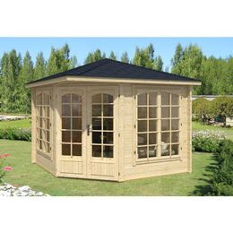 Alpholz 5-Eck Gartenhaus Josephine-40 a aus Massiv-holz, Gerätehaus mit 40 mm Wandstärke, Garten Holzhaus inklusive Montagematerial, Geräteschuppen Größe: