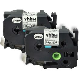 vhbw - 2x Schriftband-Kassette kompatibel mit Brother P-Touch h 500, h 500 Li, p 700, PT-1400, PT-1500 Etiketten-Drucker 24mm Schwarz auf Weiß