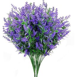Minkurow - 6 Bündel Lila Lavendel Künstlich Künstliche Blumen Wie Echt uv Beständige Kunstblumen für Außen Künstliche Pflanzen Wetterfest für