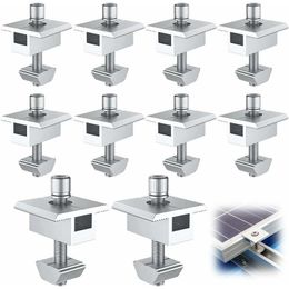 10 Stück Aluminium-Solarpanel-Halterung, T-förmige Mittelklemmen, PV-Solarpanel-Befestigung, Dach-Mittelmontagehalterung, für 30 mm (35 mm) gerahmte