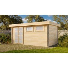 Alpholz Gartenhaus Kyara-44 aus Massiv-holz, Gerätehaus mit 44 mm Wandstärke, Garten Holzhaus inklusive Montagematerial, Geräteschuppen Größe: 500 x 298 cm,