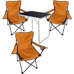 Mojawo 4-tlg Campingsessel Orange + Campingtisch-MMC330871B+3xMPO2468