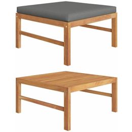 Fußhocker,Fußschemel,Sitzhocker mit Dunkelgrauer Auflage Massivholz Teak CIW50349 MAISONCHIC