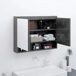 Spiegelschrank fürs Bad, Badschrank mit Spiegel, Badezimmerschrank 80x15x60 cm mdf Glänzend Grau KLI21696 MAISONCHIC