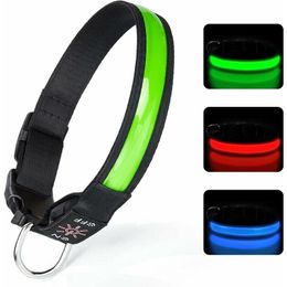 Usb wiederaufladbares Hundehalsband mit Licht, verstellbares LED-Hundehalsband mit 3 Lichtmodi für kleine, mittlere und große Hunde, die nachts