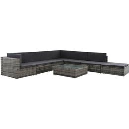 8-tlg. Garten-Lounge-Set mit Auflagen Poly Rattan Grau 28802