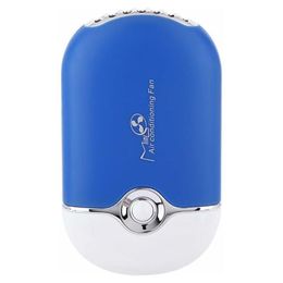 Taschen-Mini-USB-Ventilator, eingebauter Lithium-Akku, wiederaufladbar, für Reisen, Klimaanlage, Ventilator, Luftreiniger, Luftbefeuchter, Blau