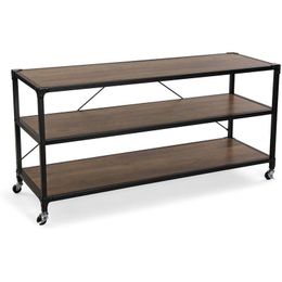 Versa - Milu Standregal im industriellen Stil, Bücherregal, mit 3 Einlegeböden und Rollen, Maßnahmen (h x l x b) 58 x 39,5 x 120 cm, Holz und Metall,