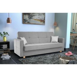 Schlafsofa melotte Sofa mit Schlaffunktion & Bettkasten LX31 Hellgrau - Furnix