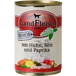Dr.alder - LandFleisch Senior - Geflügel, Reis & Paprika - 12 x 400g nasses Hundefutter in Dosen