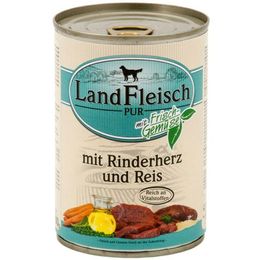 Dr.alder - LandFleisch Pur - Rinderherzen & Reis - 12 x 400g nasses Hundefutter in Dosen