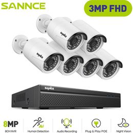 Videoüberwachungsset 3MP nvr 6KAMERAS smart ir nachtsicht eingebautes mik sicherheitssystem - SANNCE