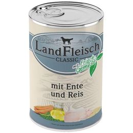 Dr.alder - LandFleisch Pur mit Ente und Reis mit Frisch-Gemüse - 12 x 400 g nasses Hundefutter in Dosen