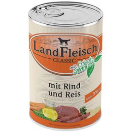 Dr.alder - LandFleisch Pur - Rind & Reis extra mager - 12 x 400 g nasses Hudefutter in Dosen