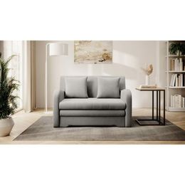 Sofa mit Schlaffunktion und Bettkasten Couch für Wohnzimmer Schlafsofa Sofagarnitur Polstersofa - 130x85x103 cm - amiro (Hellgrau - Nube 03)