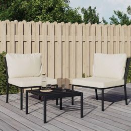 MAISONCHIC Relax-Sessel,Gartenmöbel,Gartenstühle mit Sandfarbigen Kissen 2 Stk. 60x74x79 cm Stahl -96028