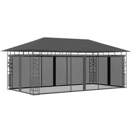 Pavillon Familienzelt Zelt für Camping/Markt/Festival Gartenpavillon mit Moskitonetz 6x3x2,73 m Anthrazit XDGN512048 MAISONCHIC