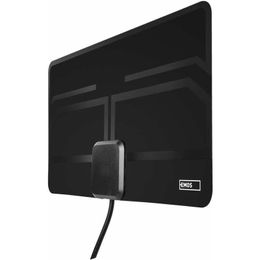 EMOS Flache Innenantenne city LEAF–C600, aktiv, digital mit Verstärker, DVB-T/DVB-T2 Fernsehen, DAB-Radio, 3G/4G/5G/LTE Filter,USB-Ladeadapter, J0709