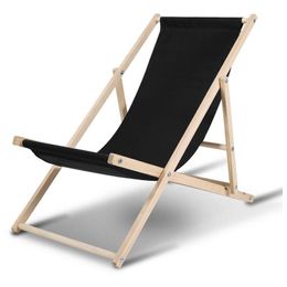 VINGO - Liegestuhl Chair Liege Klappbar Holz mit Armauflagen Campingstuhl klappliege schwarz - schwarz