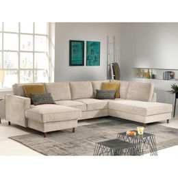 Jake - wohnlandschaft - mit schlaffunktion und bettkasten - 7-sitzer - aus cord - rechts - beige - Beige