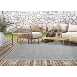 Calgary In- & Outdoor Teppich Flachgewebe, Modernes Design, Trendige Farben, Superflach, uv- und Witterungsbeständig, Grau, 67 x 180 cm - the carpet