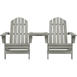 Maison Exclusive - Garten-Adirondack-Stühle mit Teetisch Massivholz Tanne - Grau