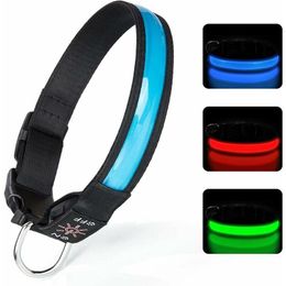 Usb wiederaufladbares Hundehalsband mit Licht, verstellbares LED-Hundehalsband mit 3 Lichtmodi für kleine, mittlere und große Hunde, die nachts