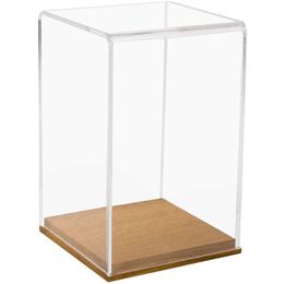 HMF 46881 Acryl Vitrine mit Holzsockel für Figuren, 14 x 14 x 22 cm