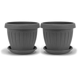 FRANKYSTAR Terra - Set 2 Vasen mit Untersetzer, Farbe graue