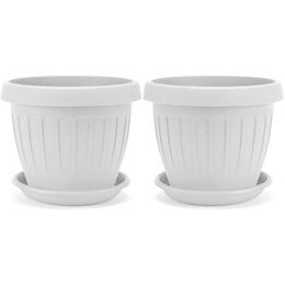 FRANKYSTAR - Terra - Set 2 Vasen mit Untersetzer, Farbe weiß
