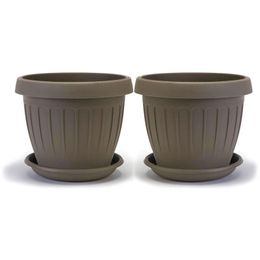 FRANKYSTAR Terra - Set 2 Vasen mit Untersetzer, Farbe cappuccino