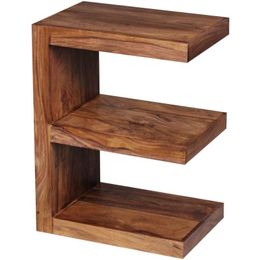 FineBuy - Beistelltisch Massivholz e Cube 60cm hoch Wohnzimmer-Tisch Design braun Landhaus Couchtisch Farbe wählbar