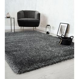 the carpet - Willow Langflor, Hochflor Teppich, Wohnzimmer, Schlafzimmer, Modern, Weich, Matt, Einfarbig, Unifarben, Anthrazit 120 x 160 cm