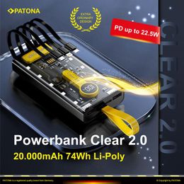 Patona - Powerbank Clear 2.0 20Ah 4 integrierte Ladekabel
