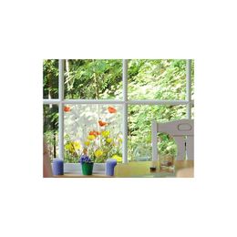 MICASIA Fensterfolie - Sichtschutz Fenster - Wild Flowers - Fensterbilder Frühling Größe HxB: 14cm x 14cm