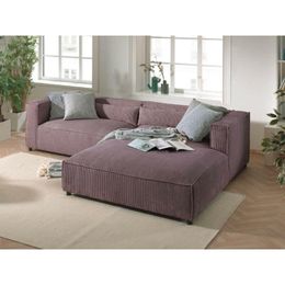 Ela– 4-sitzer ecksofa rechts – cordsamt – 4-sitzer – moderner stil - rosa