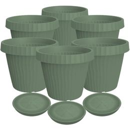 FRANKYSTAR - Onda - Set 6 Vasen mit Untersetzer, Farbe salbei