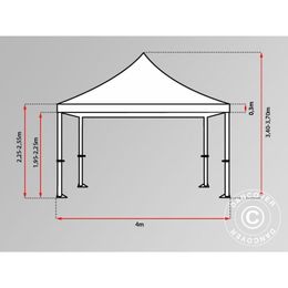 Dancover Faltzelt Faltpavillon Wasserdicht FleXtents Xtreme 50 4x4m Gestreift - Weiß / Rot