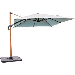 SEVILLA - Sonnenschirm mit exzentrischem Fuß, Stahl in Holzoptik, grauem Stoff - DCB GARDEN - Gris