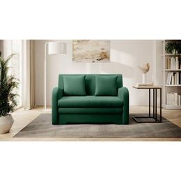 Sofa mit Schlaffunktion und Bettkasten Couch für Wohnzimmer Schlafsofa Sofagarnitur Polstersofa - 130x85x103 cm - amiro (Dunkelgrun - Nube 35)