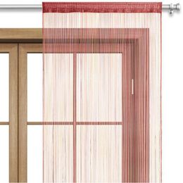 Fadenvorhang Türvorhang Fäden 90x245 dunkelrot rot - Stangendurchzug oeko-tex kürzbar waschbar uni einfarbig in vielen bunten Farben - wometo