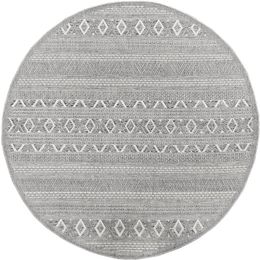 the carpet - Calgary In- & Outdoor Teppich Flachgewebe, Modernes Design, Trendige Farben, Superflach, uv- und Witterungsbeständig, Grau-Uni, 120 cm